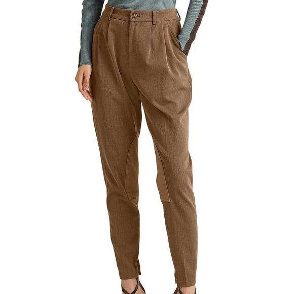 Ralph Lauren | Pants & Jumpsuits | Lauren Ralph Lauren Brown Pleated Jodhpur Tapered Zip Riding ...